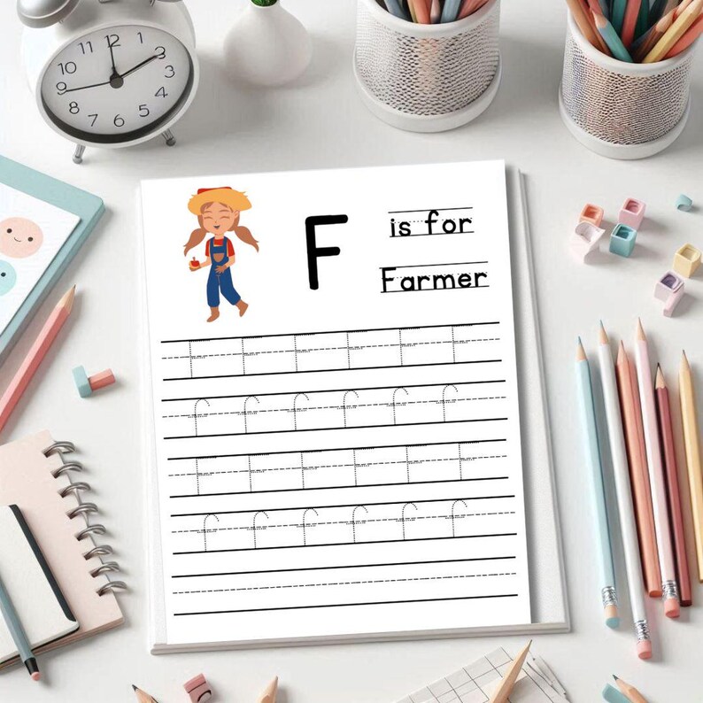 Farmer Themed Alphabet Tracing Printable - Etsy
