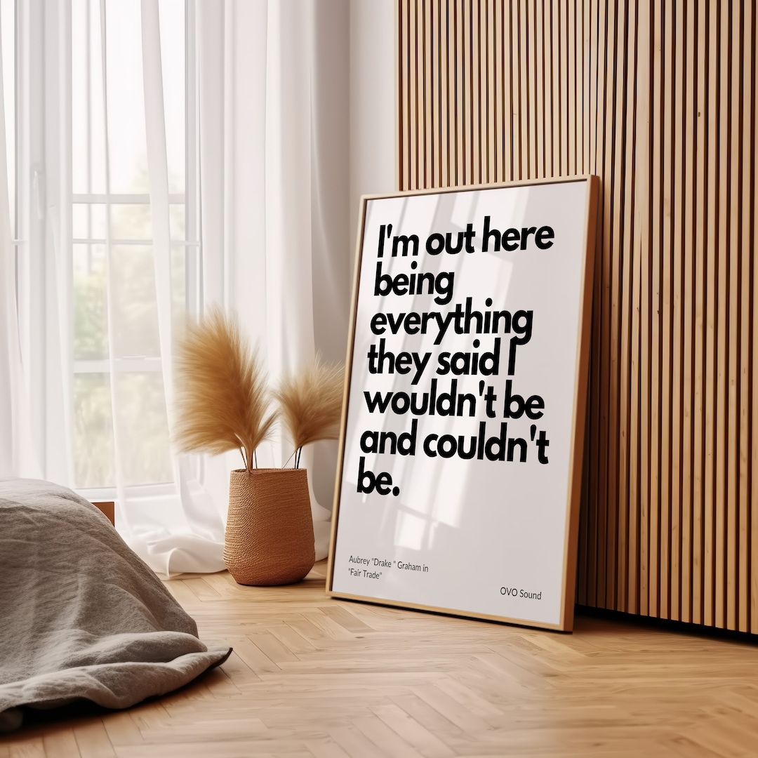 Drake Minimalist Lyrics Poster, Rap Home Decor, Drake Designs, Drake ...