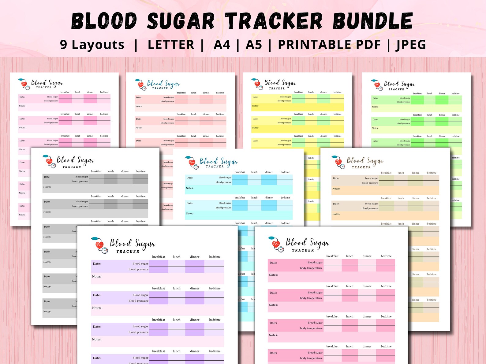 Blood Sugar With Blood Pressure Tracker, Printable Medical Tracker for ...