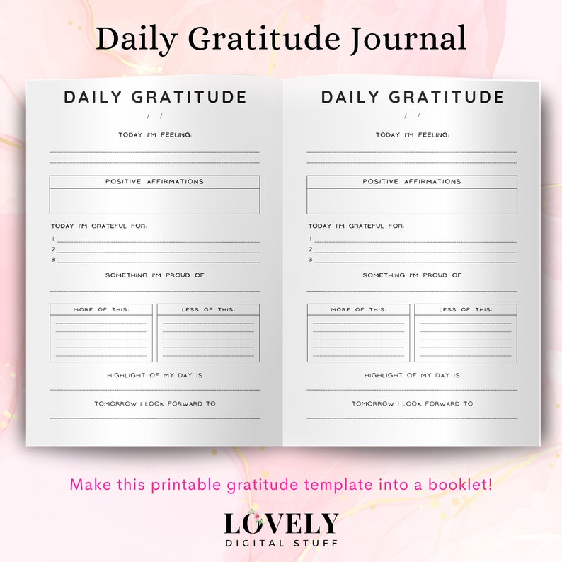 Printable Gratitude Journal Bundle, Wellness, Mindfulness Log ...