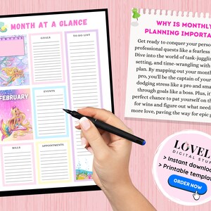 Printable Mermaid Monthly Planner PDF, Month at Glance Planner, Mermaid ...