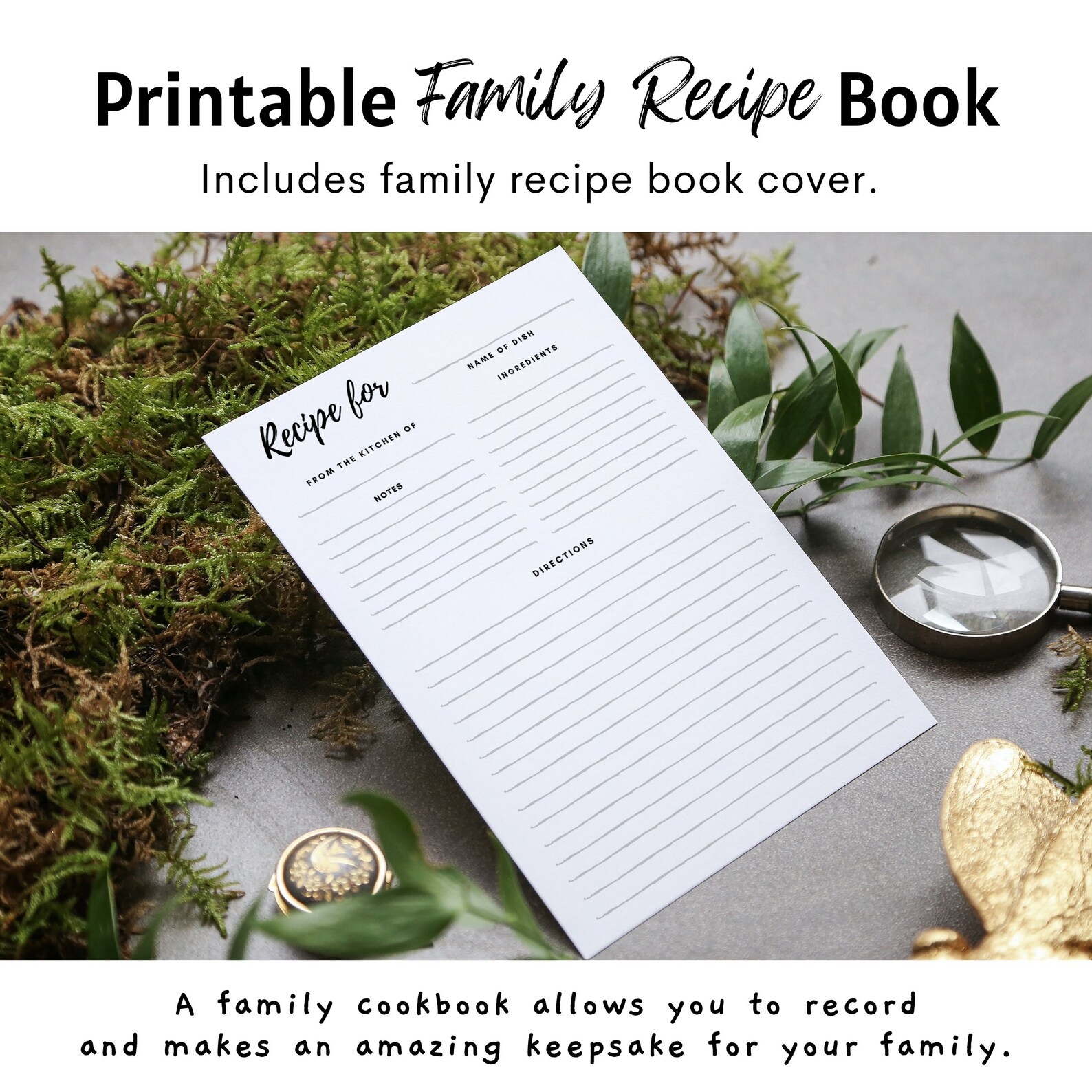 Minimalist Recipe Template, Printable Recipe Page, Recipe Journal PDF ...