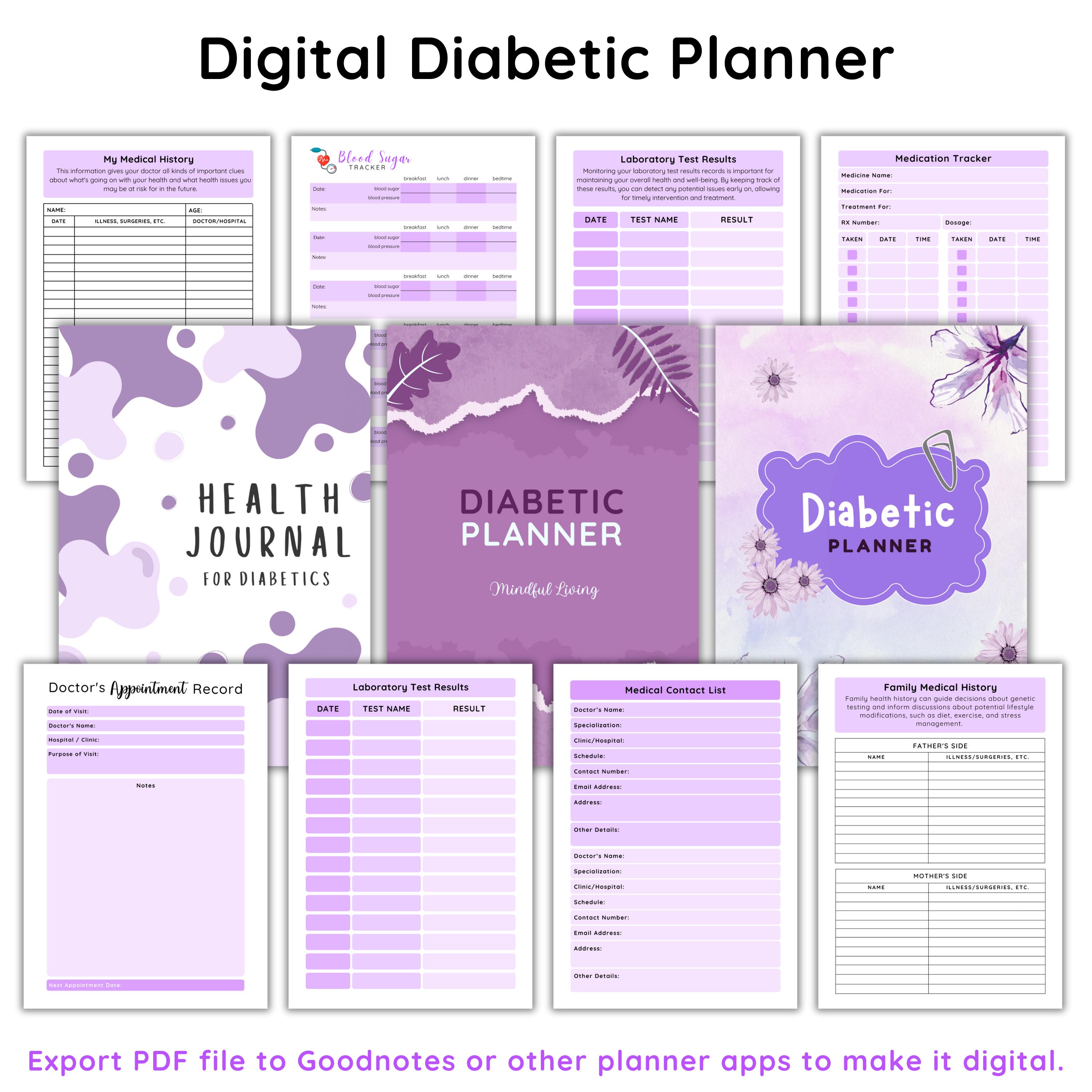 Diabetes Planner, Printable Health Journal, Glucose Tracker, Insulin ...