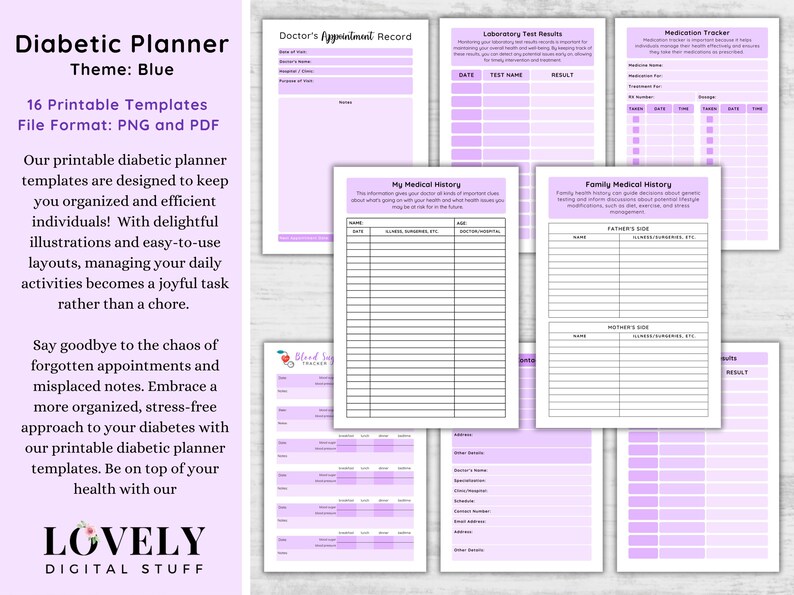 Diabetes Planner, Printable Health Journal, Glucose Tracker, Insulin ...