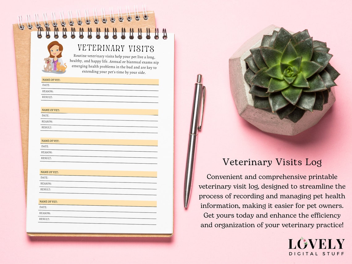 Printable Pet Planner, Dog Health Record, Veterinary Visit, Vet ...