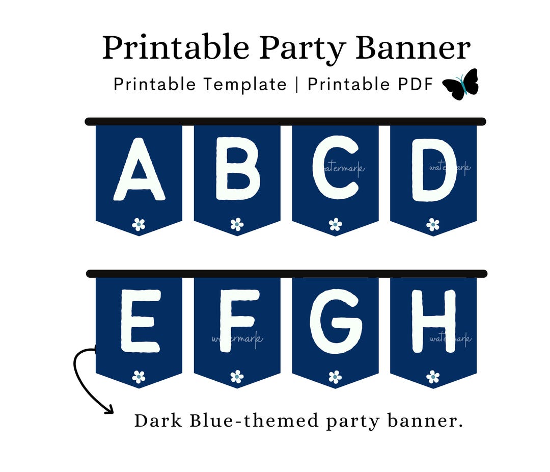 Navy Blue Party Banner: Printable Garland Decor (PDF & PNG) - Etsy