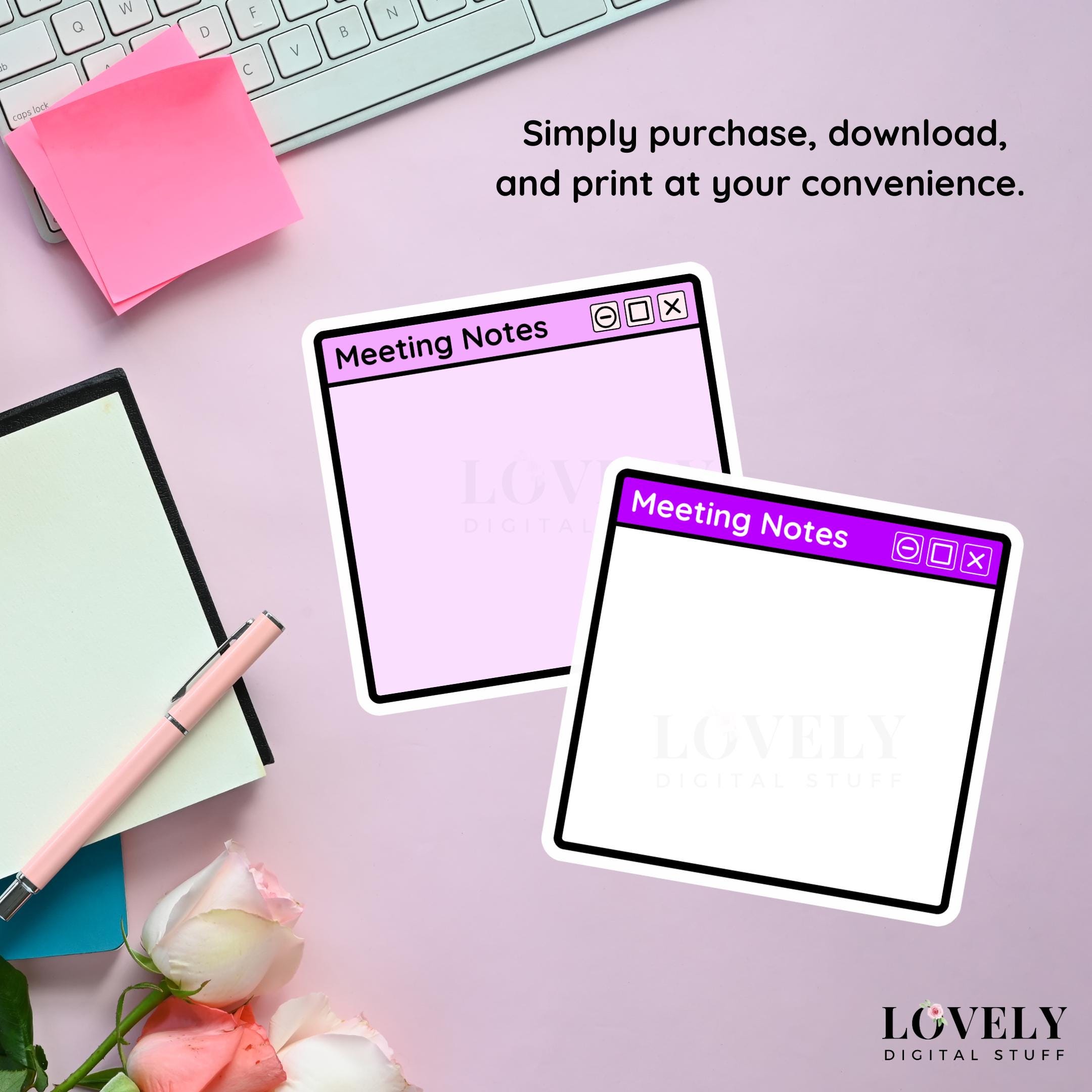 Printable Meeting Stickers, Meeting Notes Templates, 23 Meeting Planner ...
