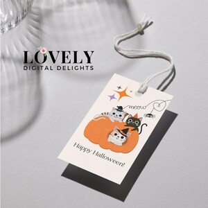 Halloween Gift Tag, Printable Trick or Treat Bag Tag, Halloween Cat Tag ...