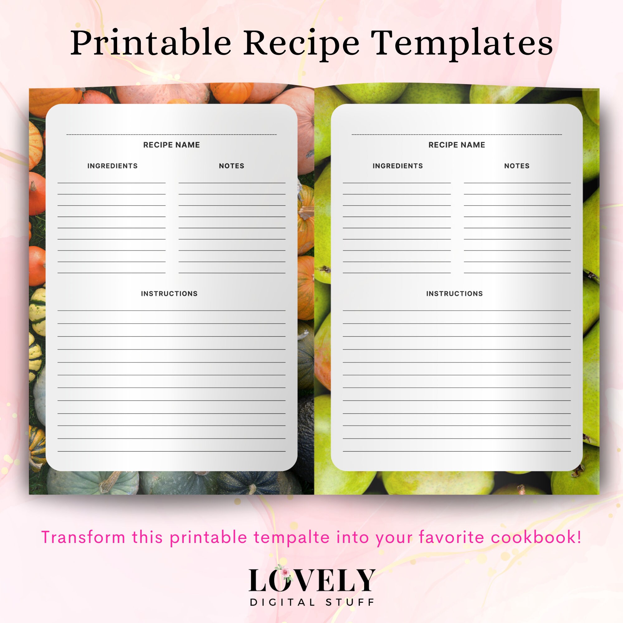 Blank Recipe Book Template, Recipe Template, Printable Recipe Book ...