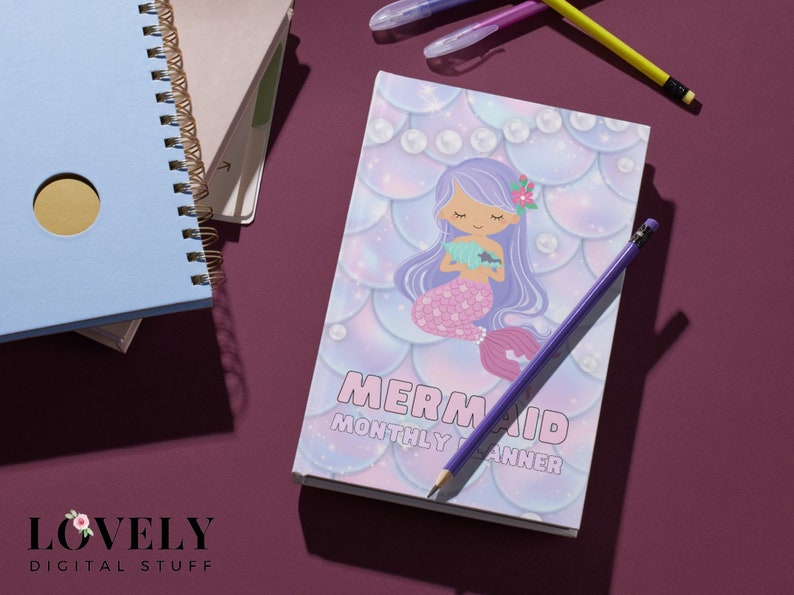 Printable Mermaid Monthly Planner PDF, Month at Glance Planner, Mermaid ...
