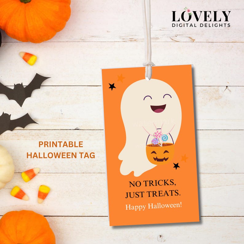 Trick or Treat Gift Tag, Printable Halloween Candy Tag, DIY Printable ...