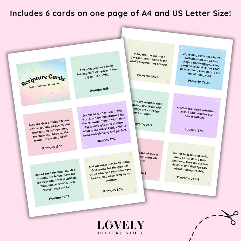 Pastel Color Scripture Cards, Printable Bible Scriptures for Kids ...