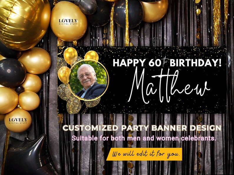 Personalized Birthday Banner With Picture Template, Customized Birthday ...
