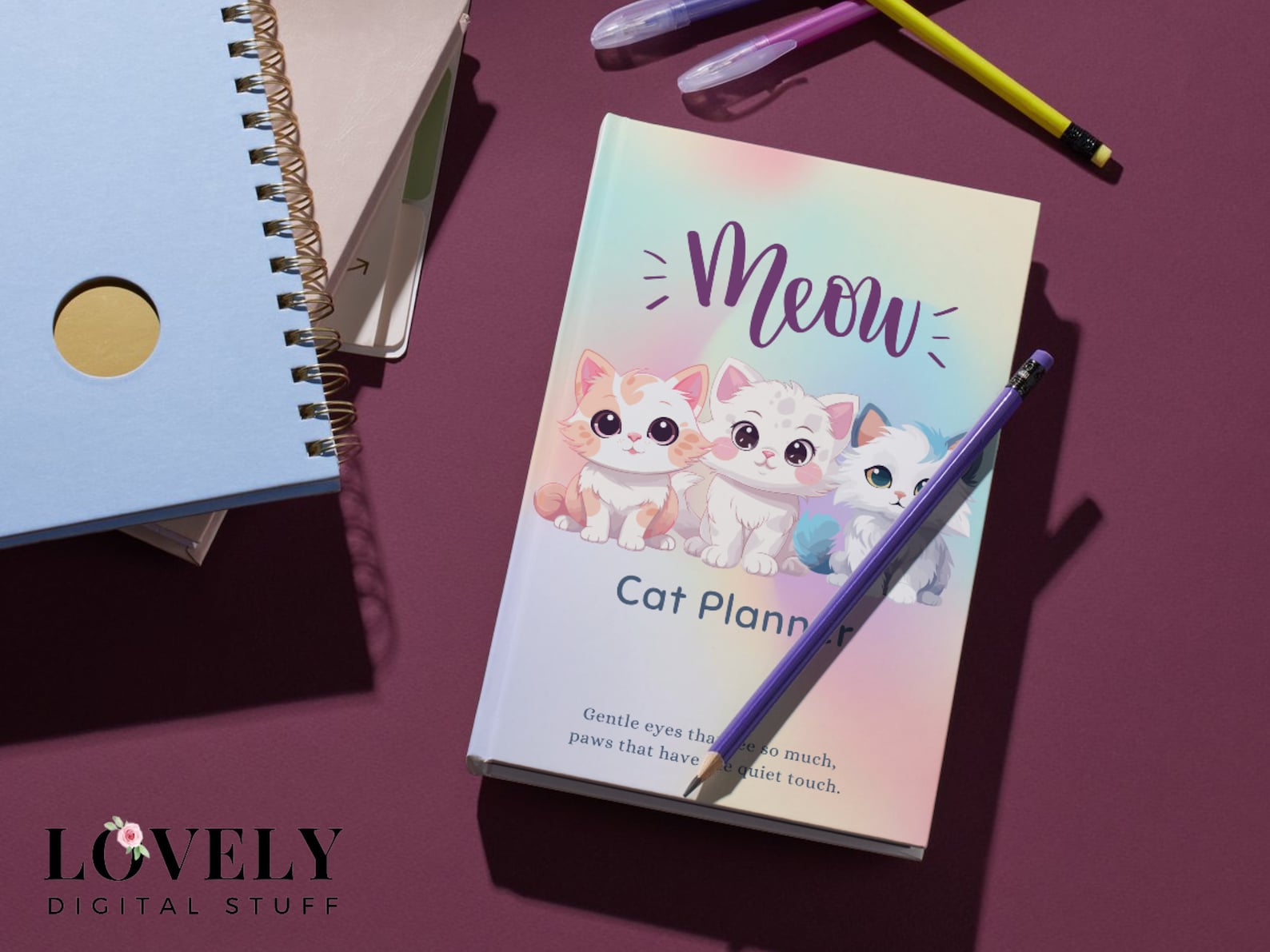 Cat Planner PDF, Cute Cat Monthly Planner Templates, Printable Cat ...