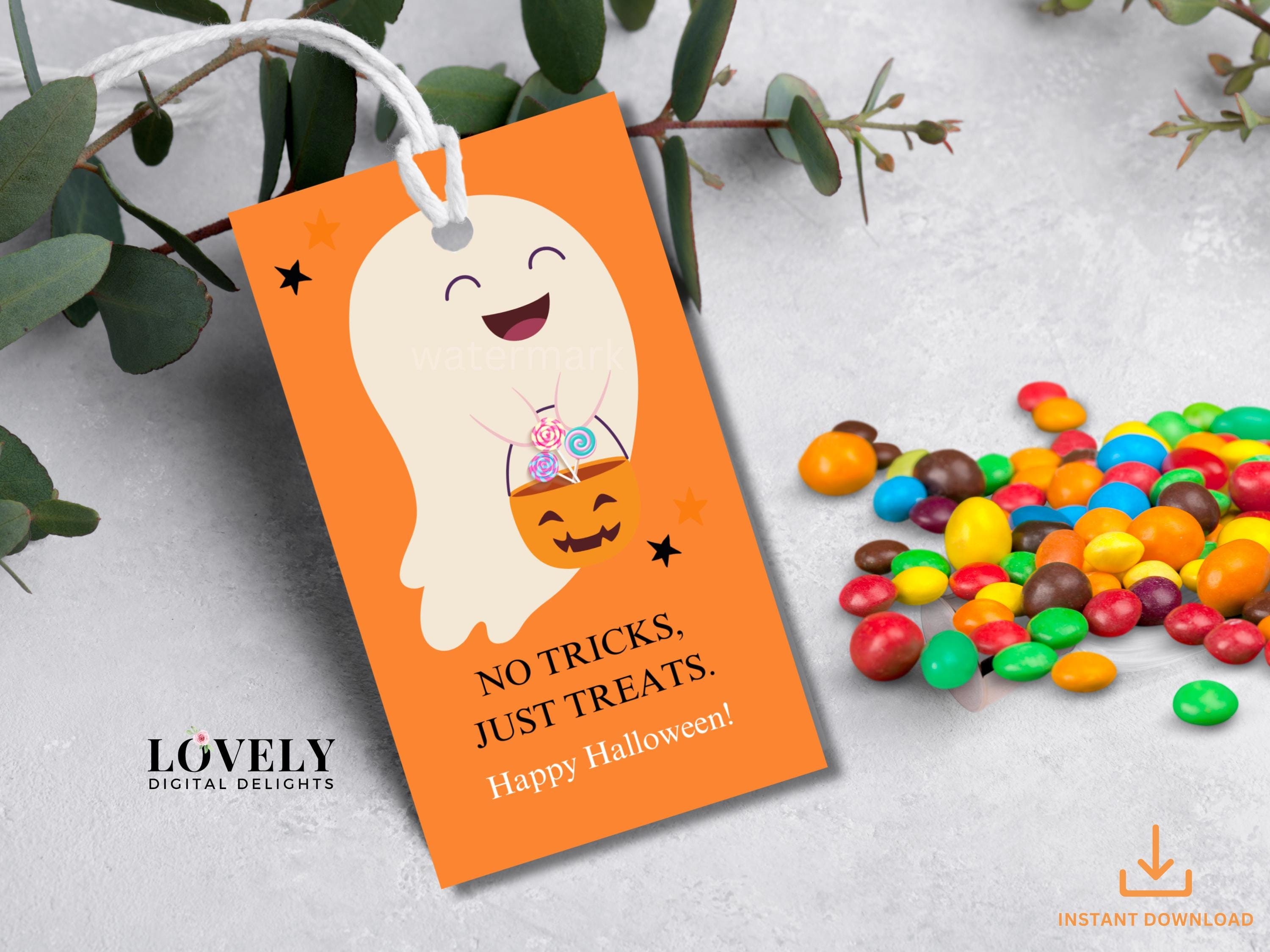 Trick or Treat Gift Tag, Printable Halloween Candy Tag, DIY Printable ...