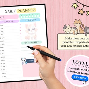 Cat Planner PDF, Cute Cat Monthly Planner Templates, Printable Cat ...