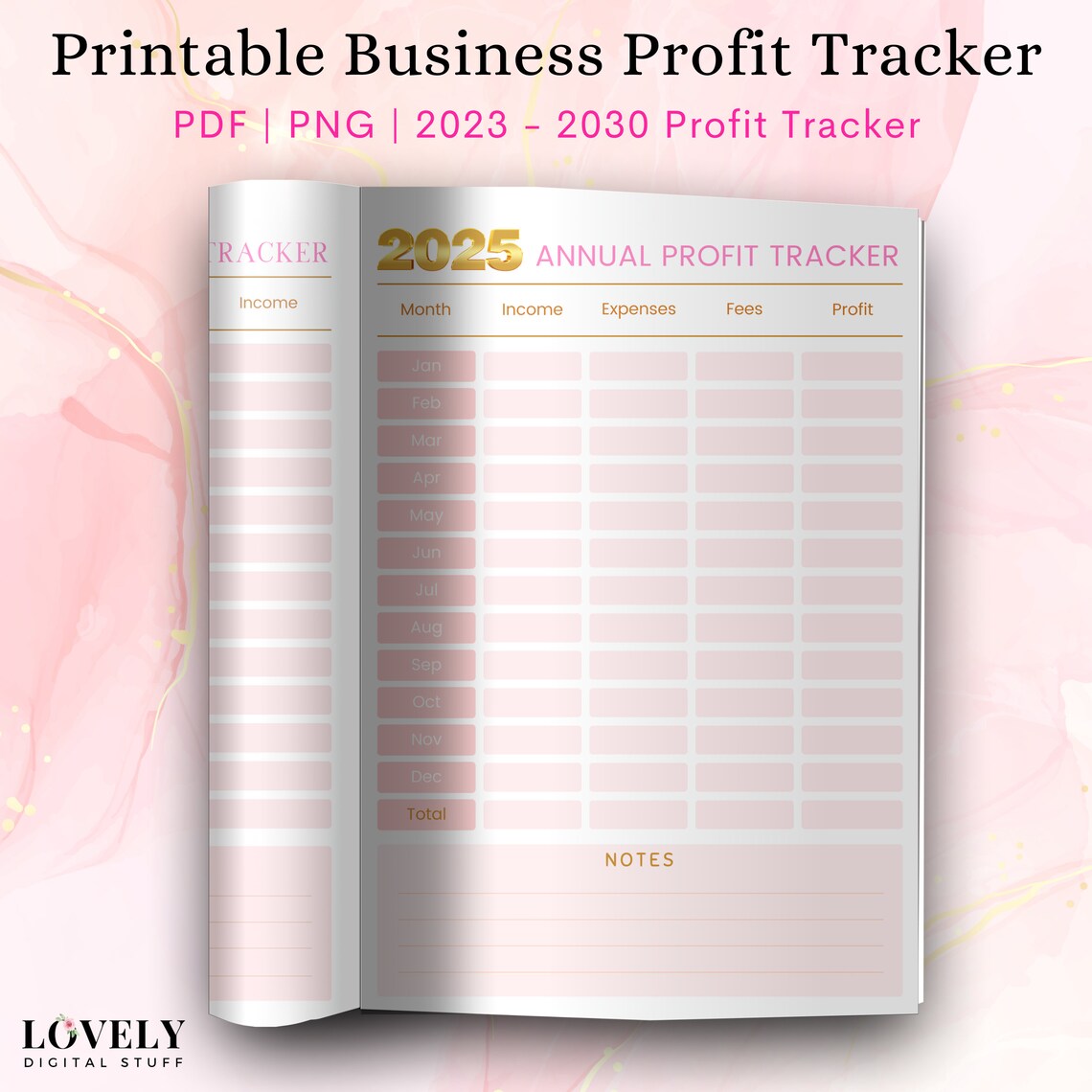Pink Business Annual Profit Tracker, Printable Business Template ...
