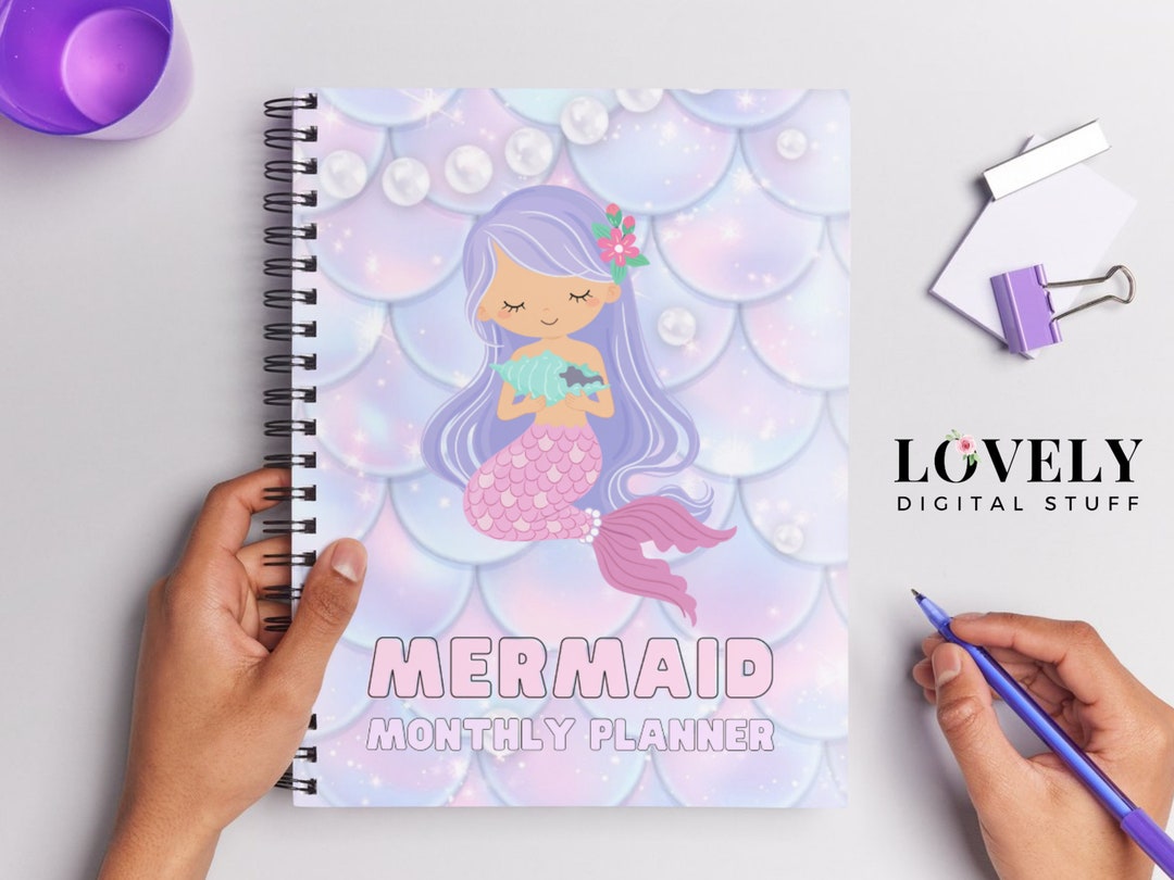 Printable Mermaid Monthly Planner PDF, Month at Glance Planner, Mermaid ...