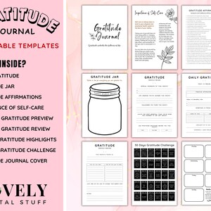 Printable Gratitude Journal Bundle, Wellness, Mindfulness Log ...