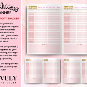 Pink Business Annual Profit Tracker, Printable Business Template ...