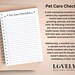 Pet Care Checklist, Printable Pet Care Template, New Dog Checklist, Dog ...