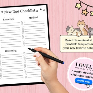 Pet Care Checklist, Printable Pet Care Template, New Dog Checklist, Dog ...