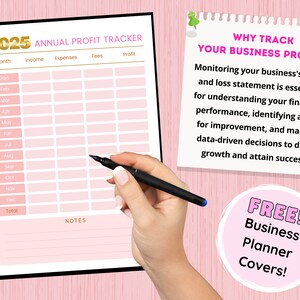 Pink Business Annual Profit Tracker, Printable Business Template ...