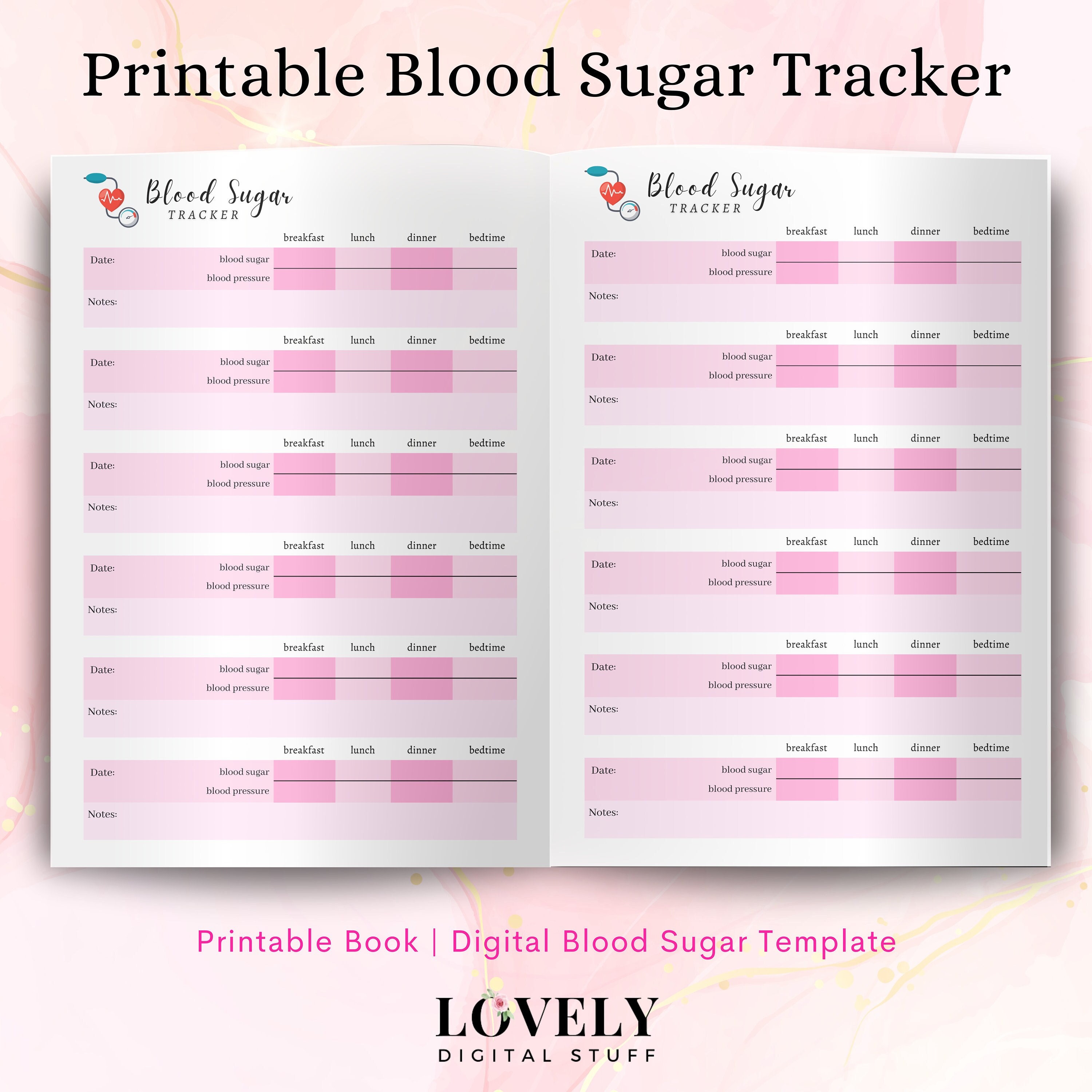 Blood Sugar With Blood Pressure Tracker, Printable Medical Tracker for ...