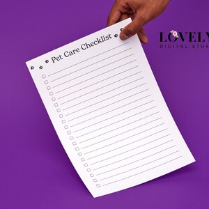 Pet Care Checklist, Printable Pet Care Template, New Dog Checklist, Dog ...