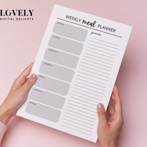 Printable Weekly Planner With Grocery List Template, Meal Prep Planner ...