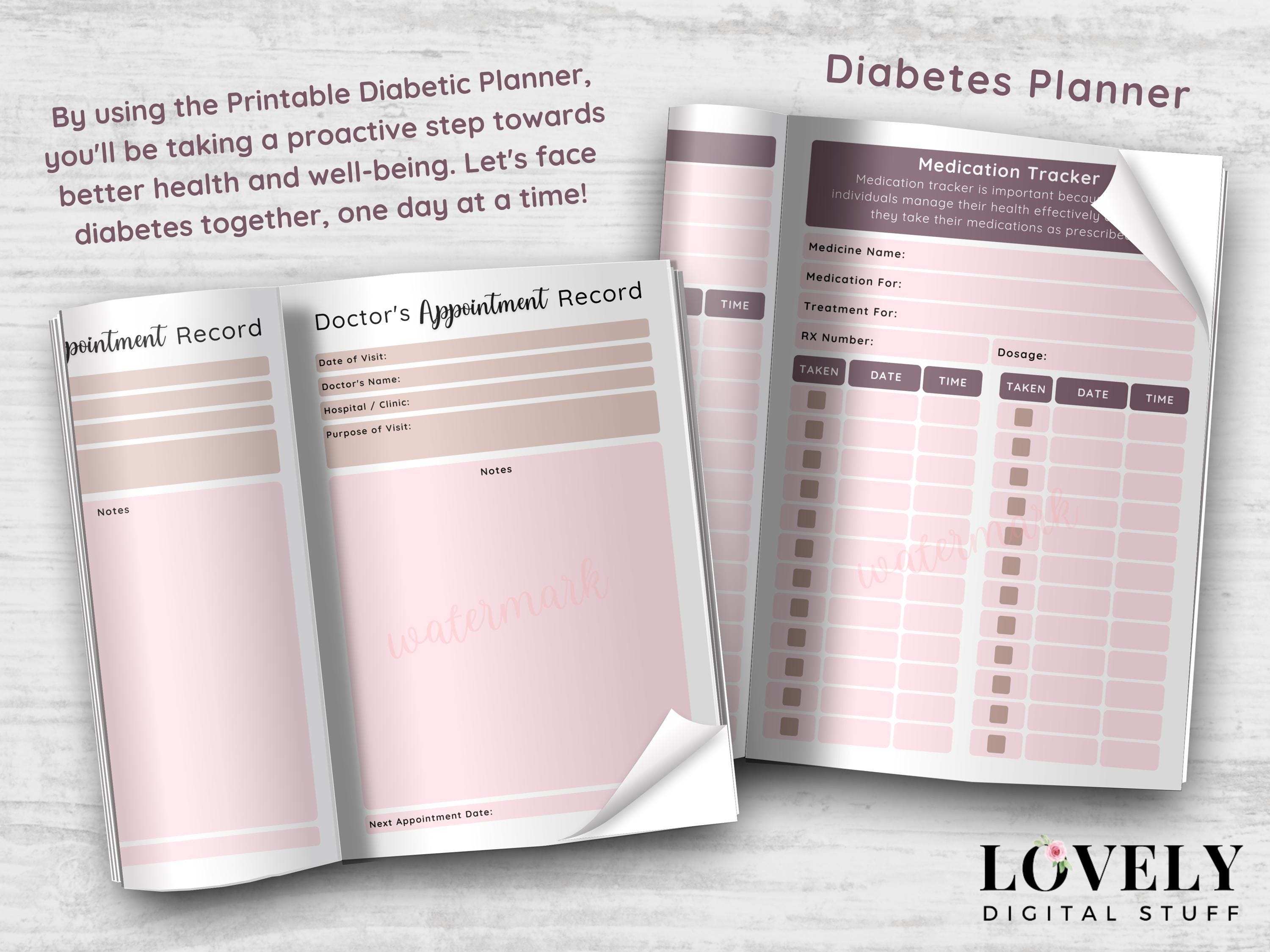 Printable Diabetes Planner, Diabetic Health Journal Template, Medical ...