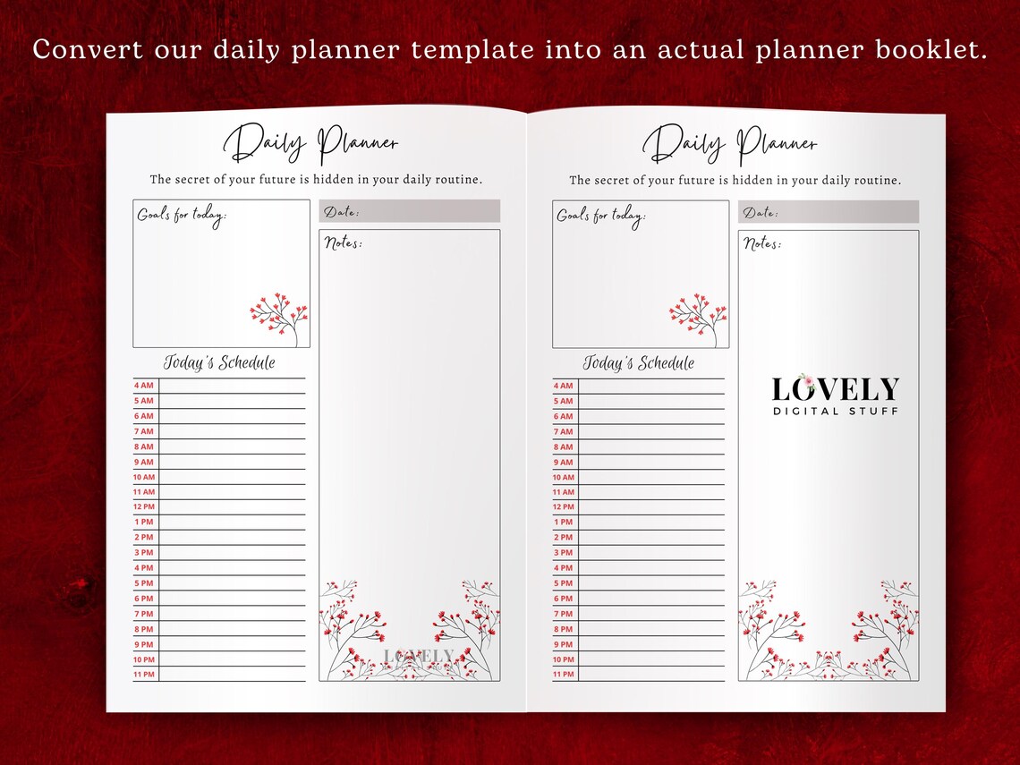 Printable Red Theme Planner Template, 10 Layouts, Instant Download ...