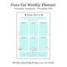 Pastel Cat Notepad, Weekly Planner Printable Template, PDF Weekly ...