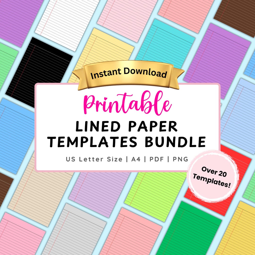 Printable Lined Paper Templates Bundle: A4, US Letter (PDF, PNG) - Etsy