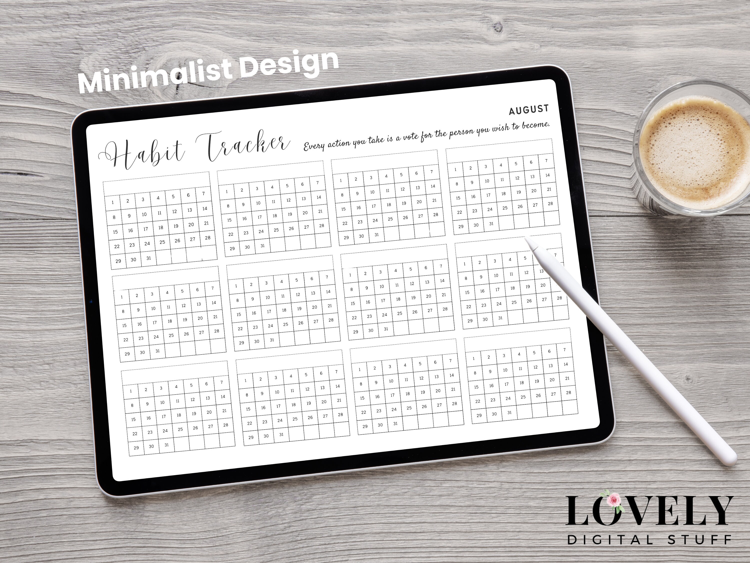 Digital Habit Tracker, 12 Months Habit Tracker, Productivity Planner ...