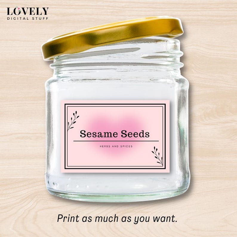 Pink Kitchen Labels, Printable Canister Labels, Herbs and Spices ...