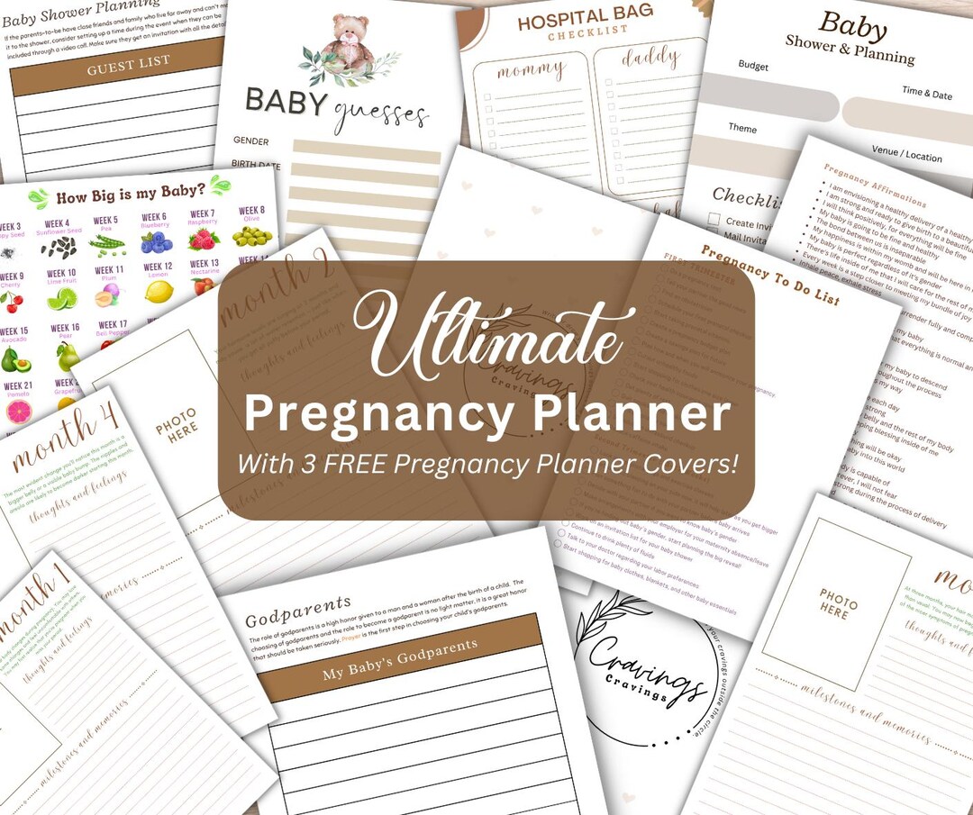 Pregnancy Planner Bundle, Printable Pregnancy Tracker, Baby Shower Gift ...