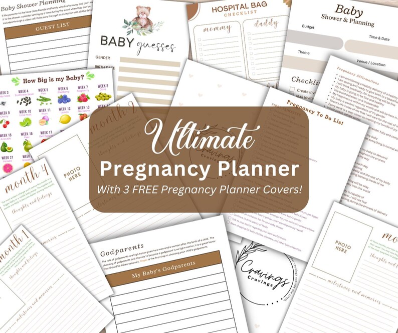 Pregnancy Planner Bundle, Printable Pregnancy Tracker, Baby Shower Gift ...