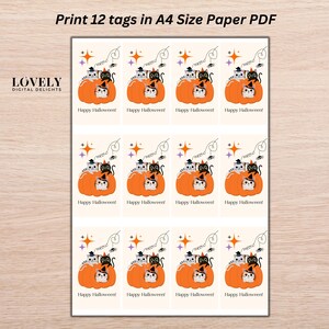 Halloween Gift Tag, Printable Trick or Treat Bag Tag, Halloween Cat Tag ...