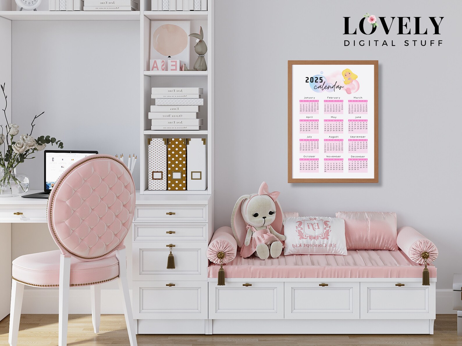 2025 Printable Calendar, Mermaid Calendar Template, Mermaid Fantasy ...