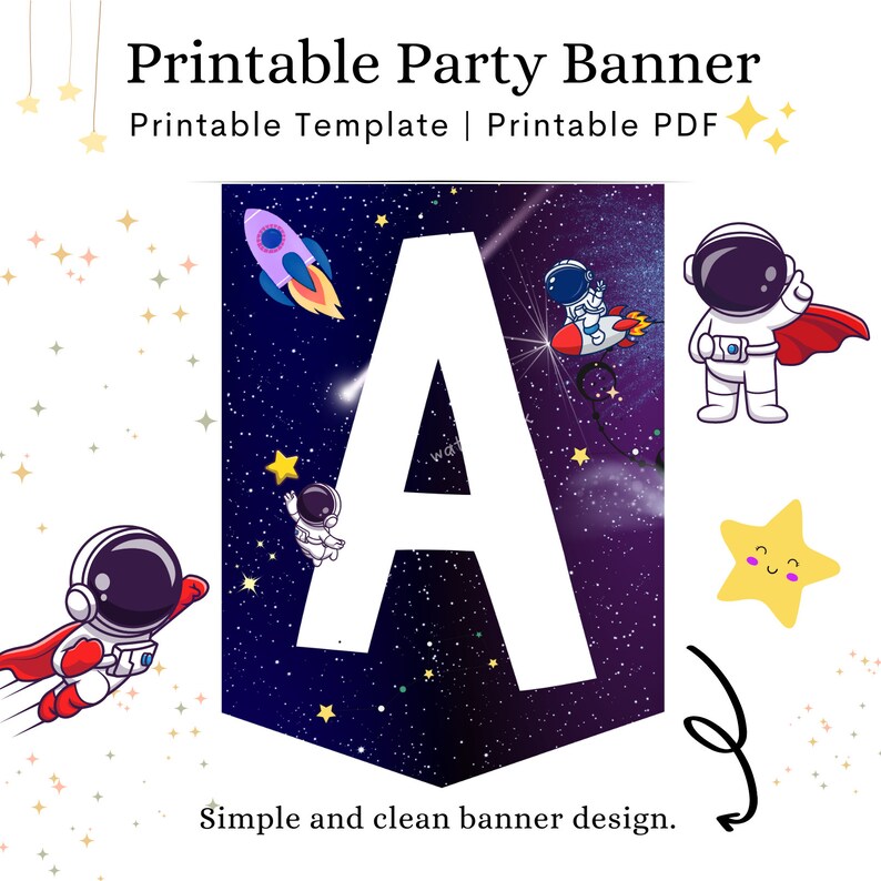 Solar System Printable Party Banner Outer Space Birthday Party Solar