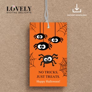 Trick or Treat Gift Tag, Halloween Spiders Gift Tag, Candy Favors Tag ...