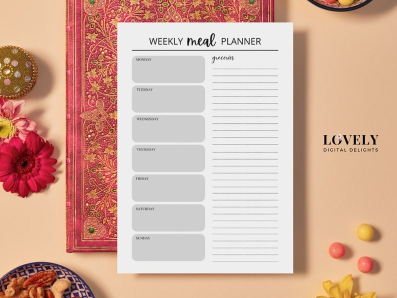 Printable Weekly Planner With Grocery List Template, Meal Prep Planner ...