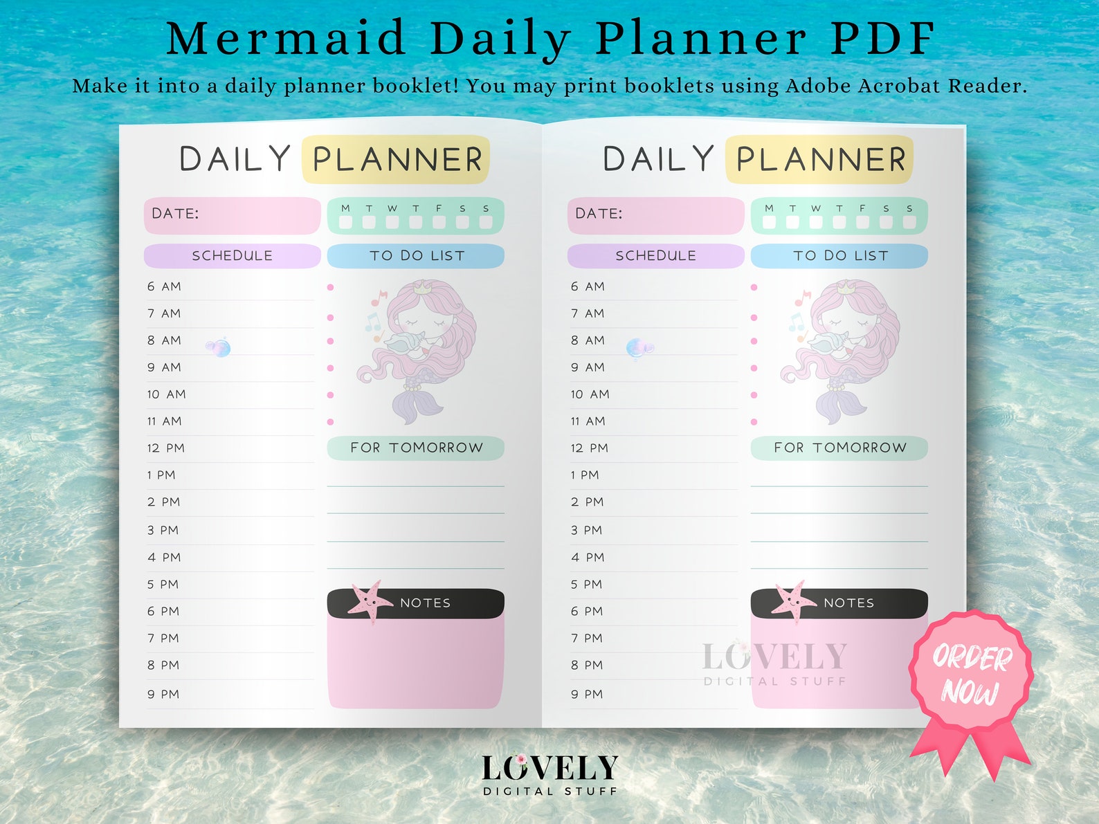 Mermaid Daily Planner Pdf, Printable Daily Planner, Daily Planner ...