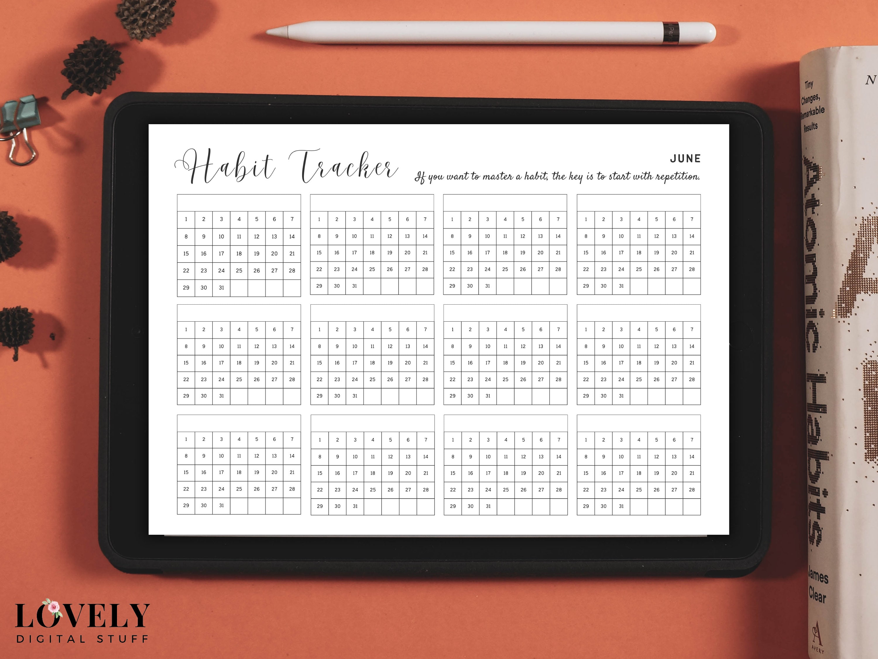 Digital Habit Tracker, 12 Months Habit Tracker, Productivity Planner ...
