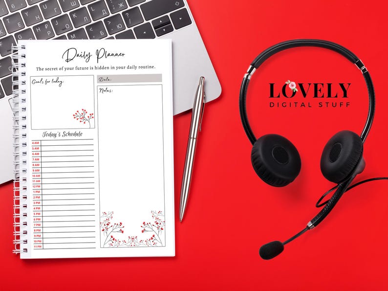 Printable Red Theme Planner Template, 10 Layouts, Instant Download ...