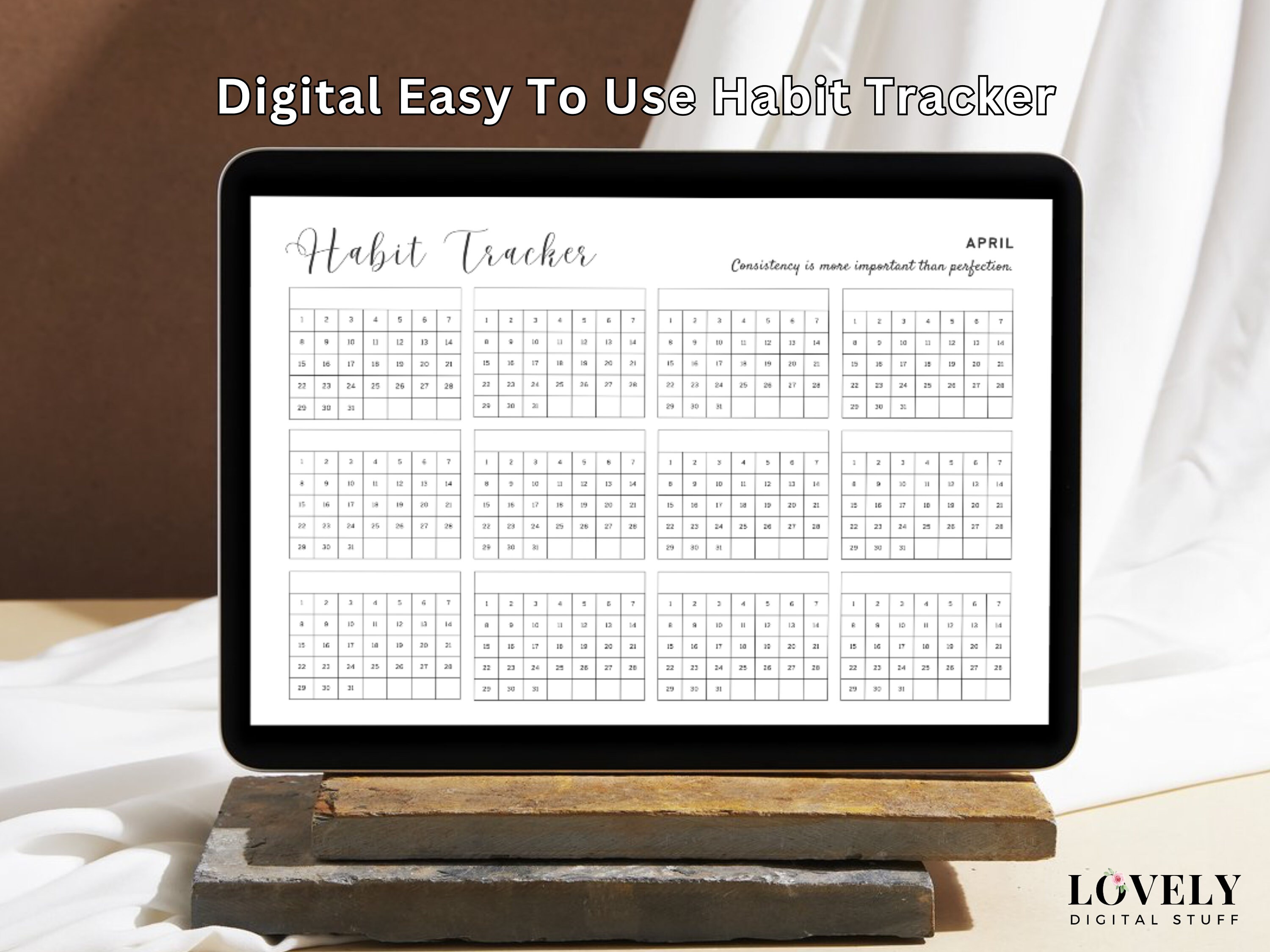 Digital Habit Tracker, 12 Months Habit Tracker, Productivity Planner ...