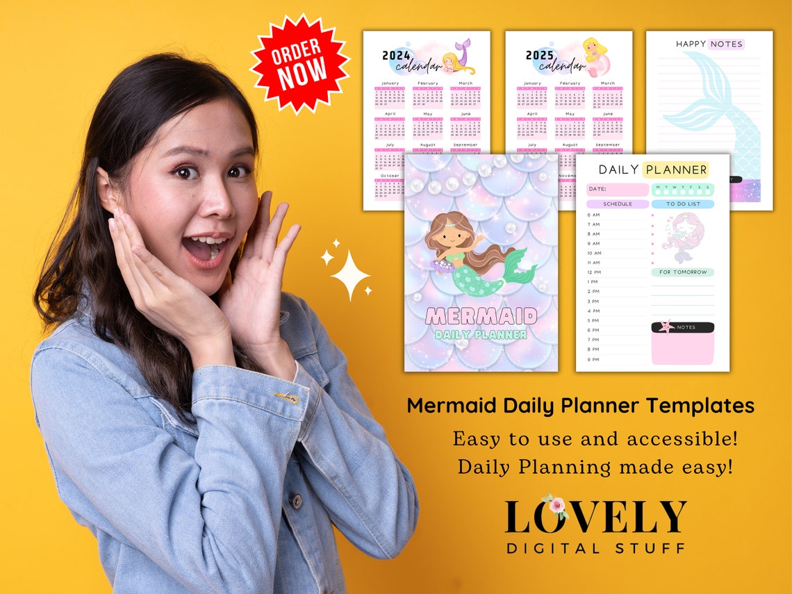 Mermaid Daily Planner Pdf, Printable Daily Planner, Daily Planner ...