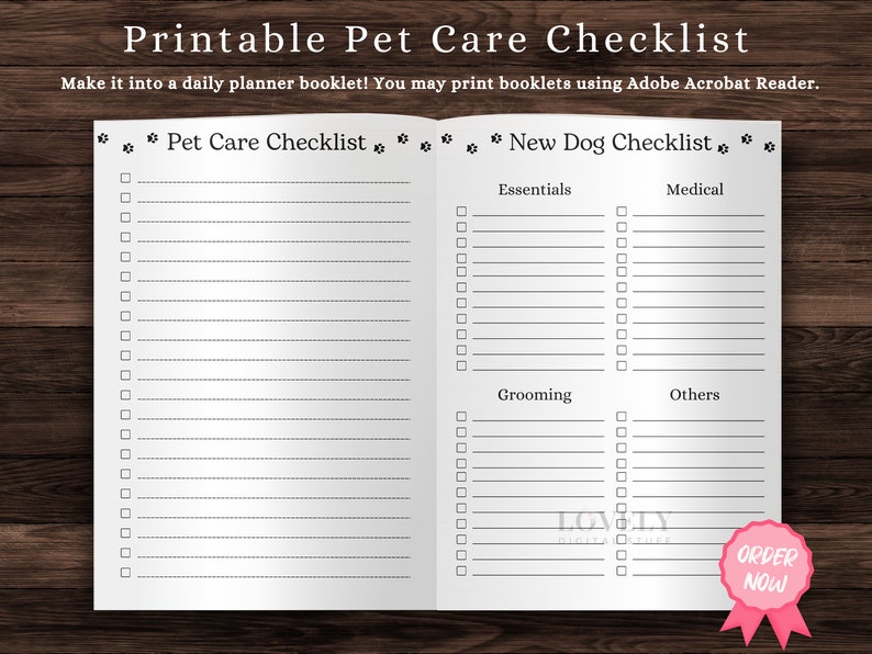 Pet Care Checklist, Printable Pet Care Template, New Dog Checklist, Dog ...