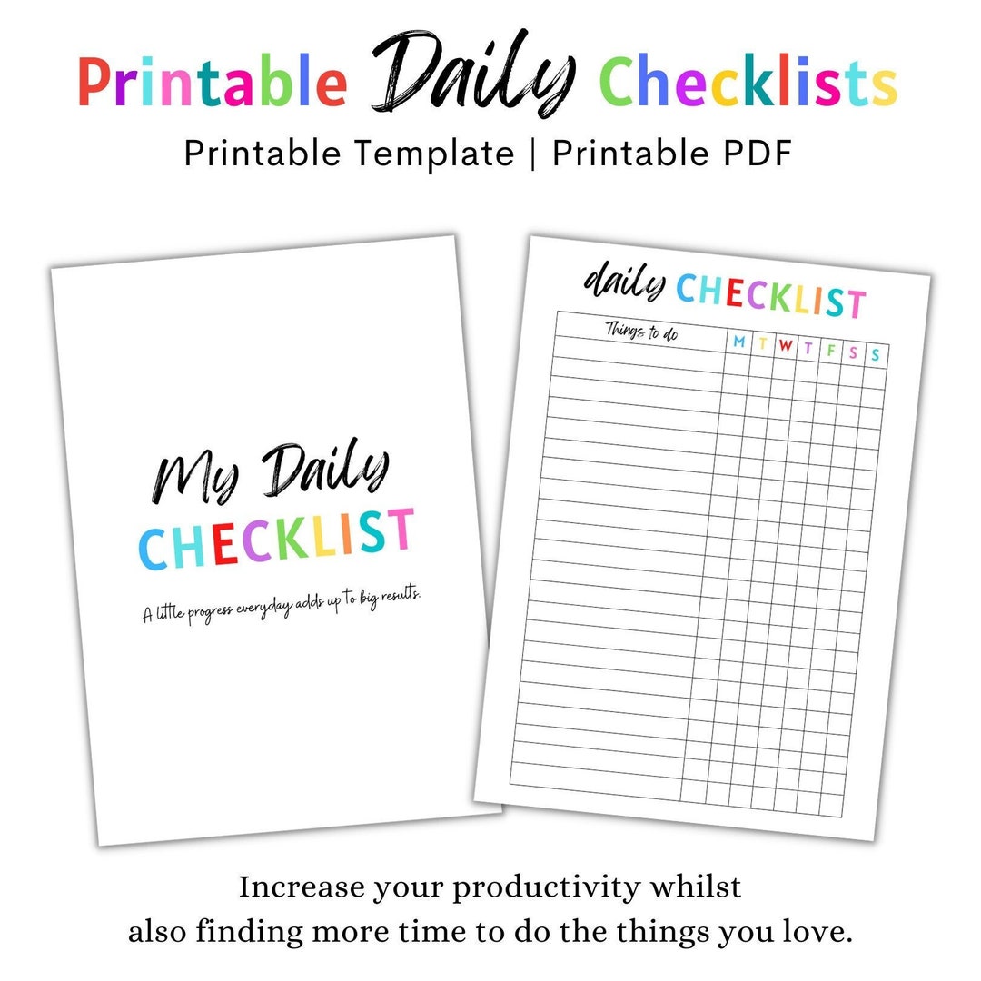My Daily Checklist Template, Printable to Do List, Kids Daily Checklist ...
